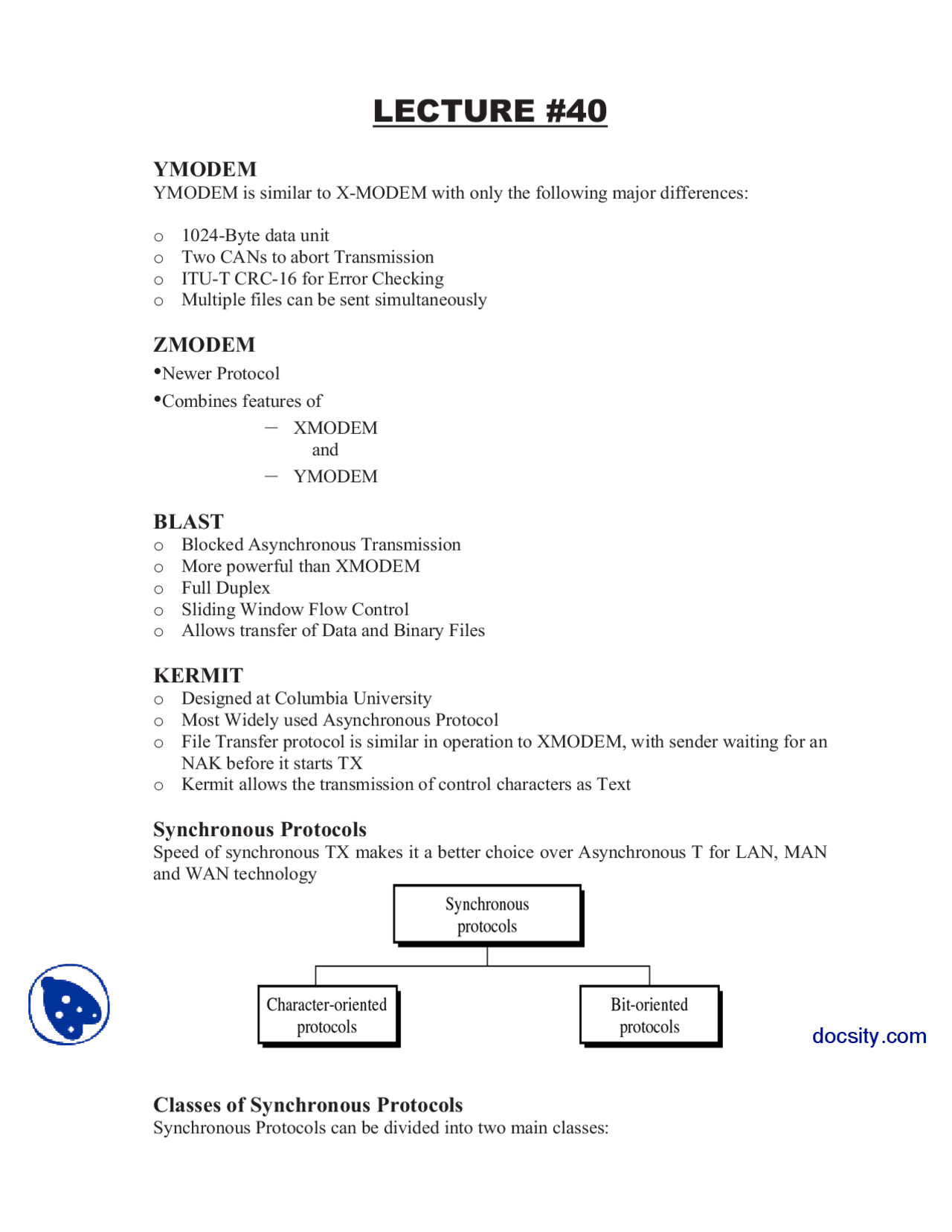 Modems Data Communication Lecture Notes Docsity