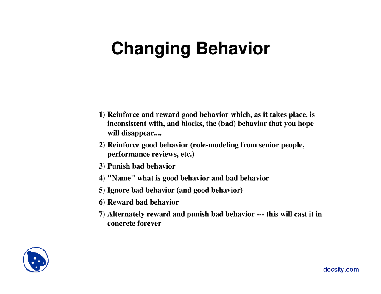 Changing Behavior-Confilict Management-Handouts - Docsity