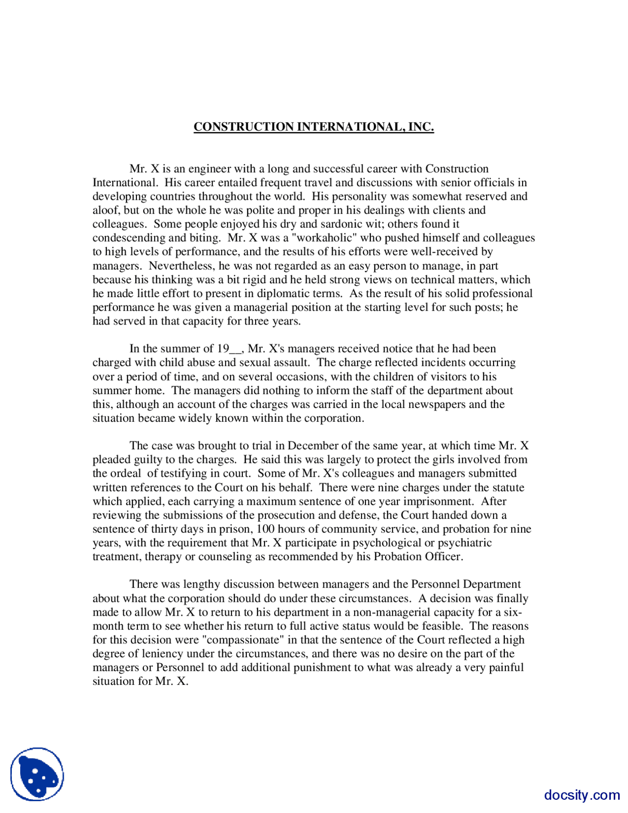 Construction International Inc Confilict Management Lecture Notes Docsity