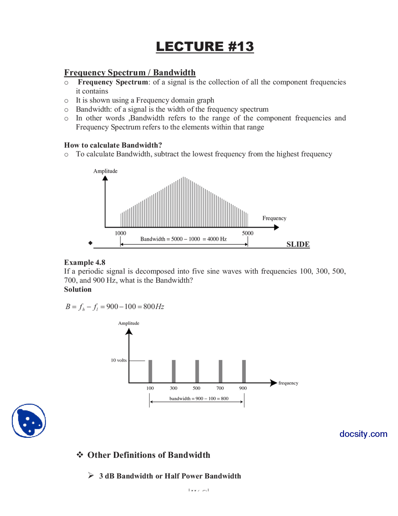 Frequency Spectrum Bandwidth-Data Communication-Lecture Notes | Study ...