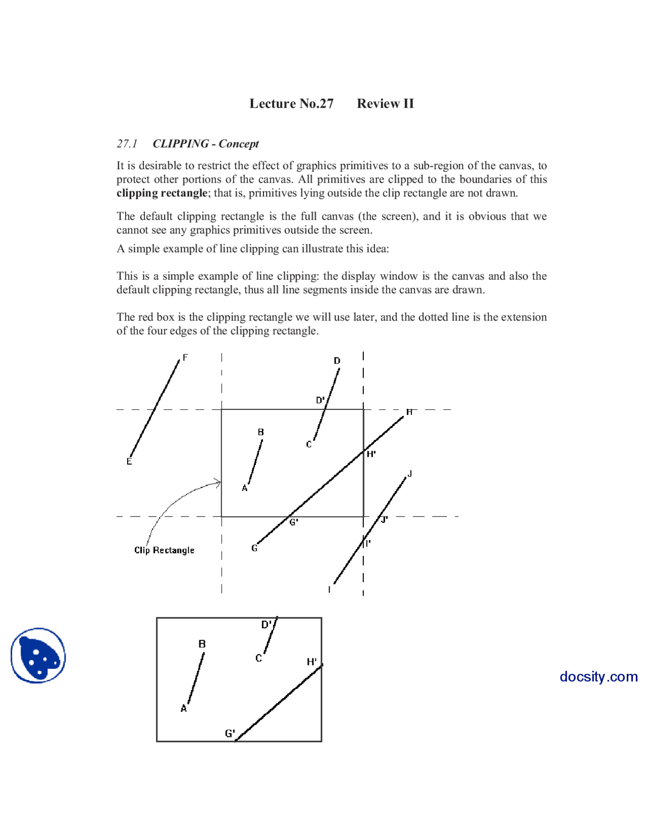 Review 2 Computer Graphics Lecture Notes Docsity