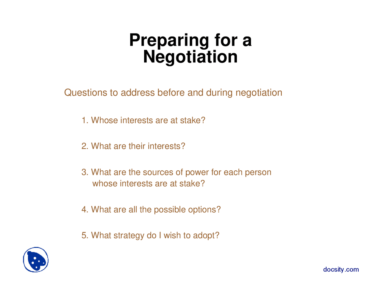 Preparing For A Negotiation Confilict Management Handouts Docsity