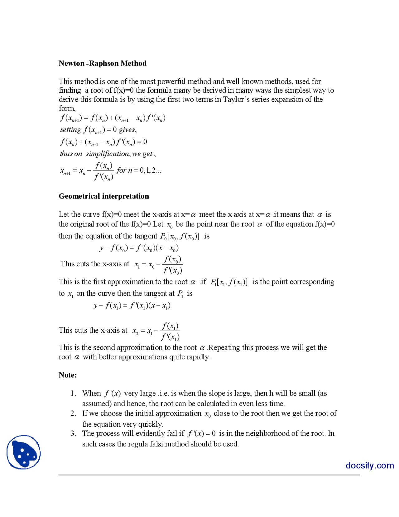 Newton Raphson Method Numerical Analysis Lecture Handouts Monografías Ensayos Métodos
