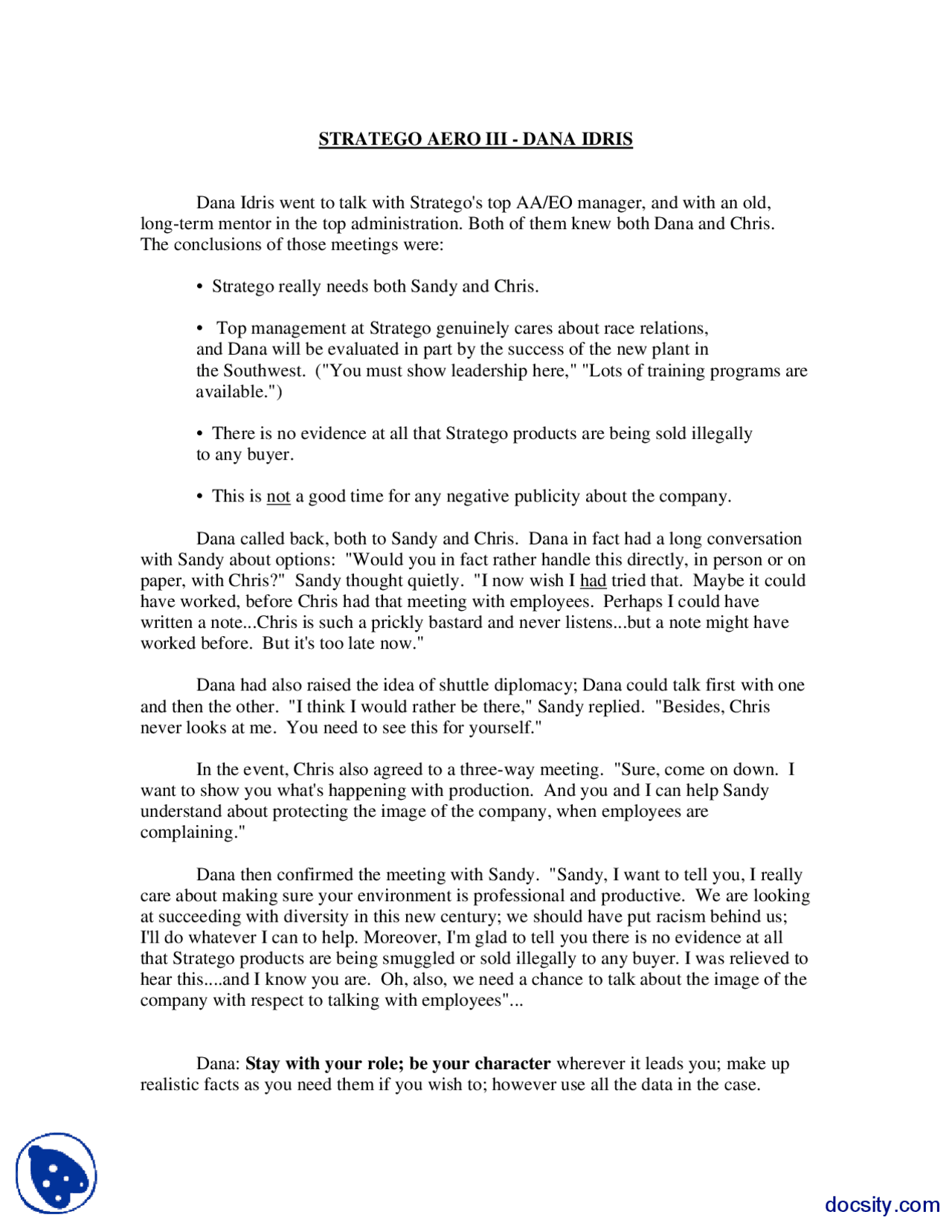 Stratego Aero Iii Dana Idris Confilict Management Lecture Notes Docsity