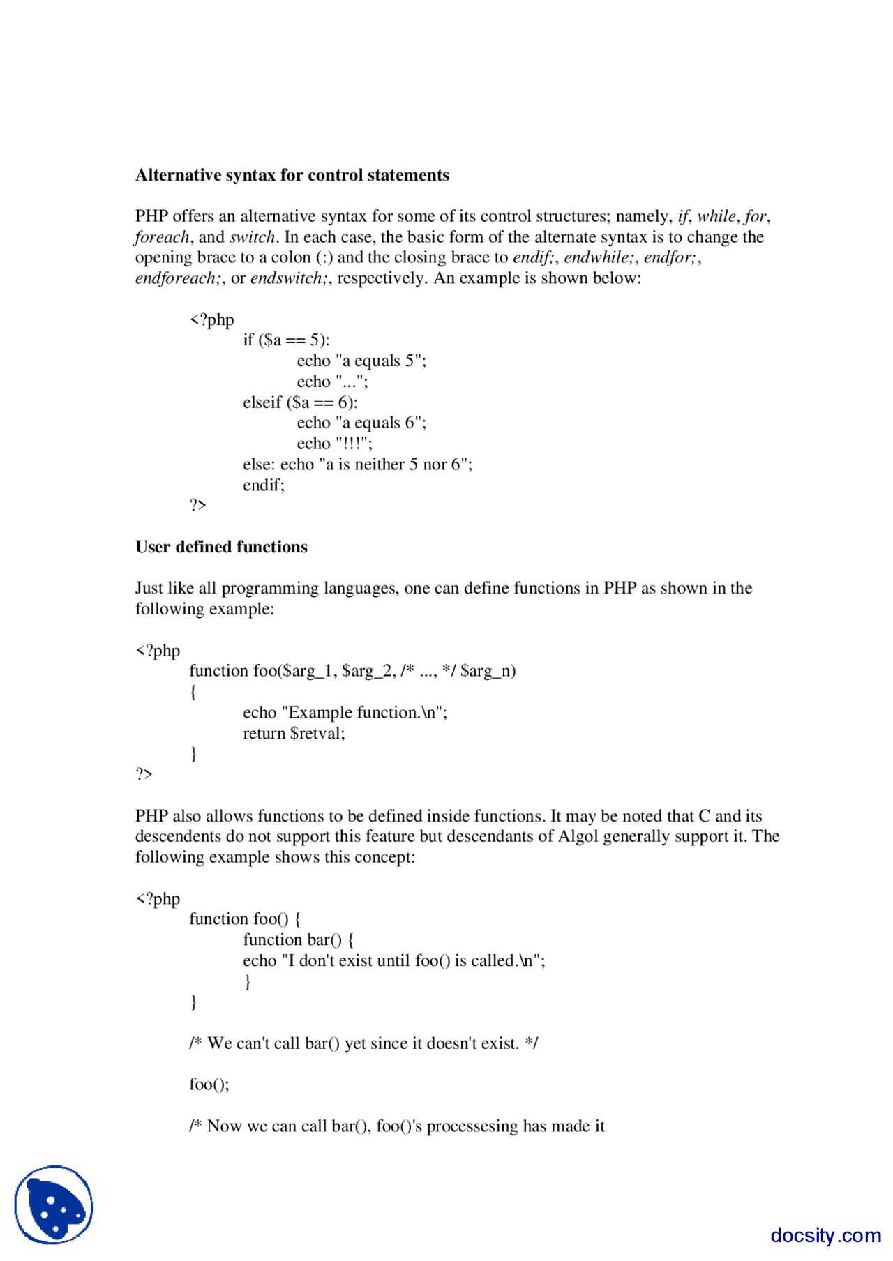 Alternative Syntax For Control Statements Modern Programing Language