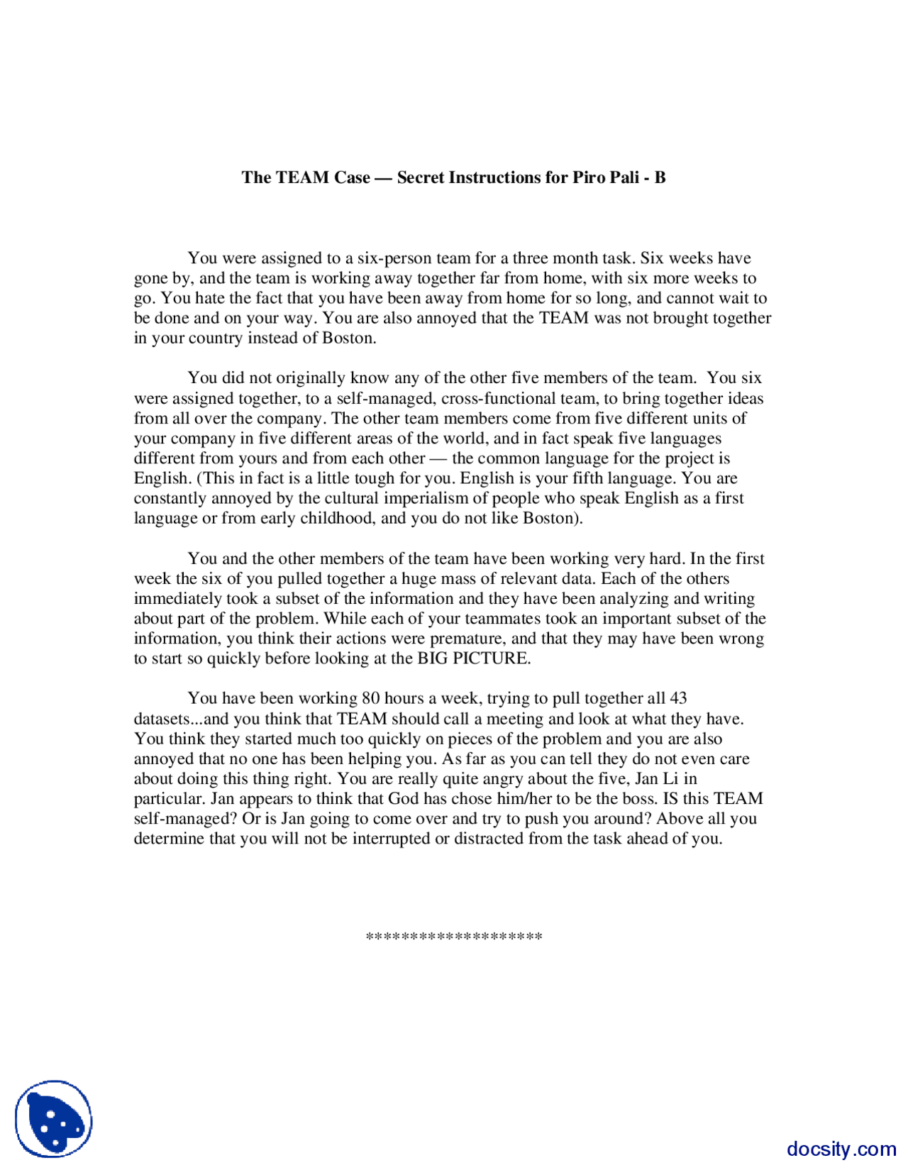Secret Instructions For Piro Pali B Confilict Management Lecture Notes