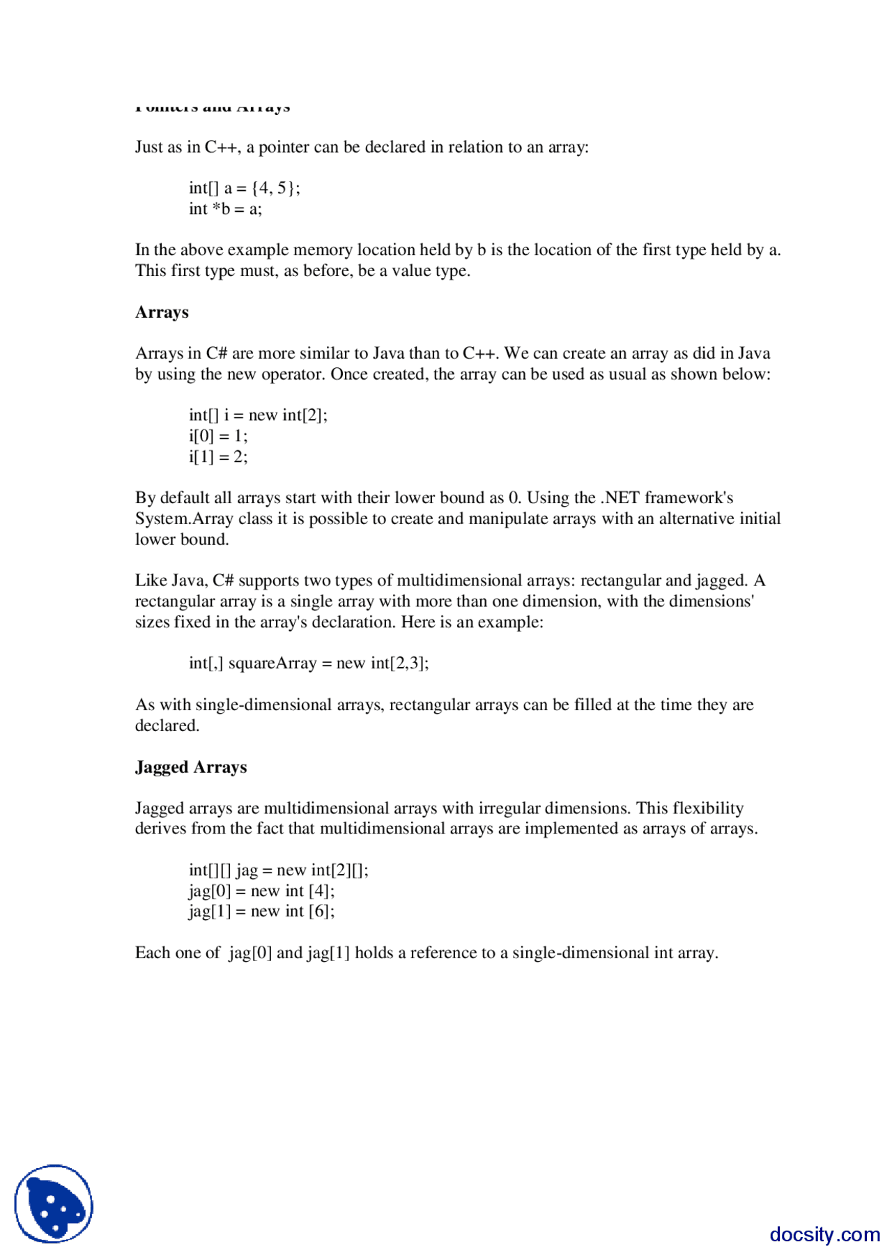 Arrays Jagged Arrays For Loop Modern Programing Language Lecture
