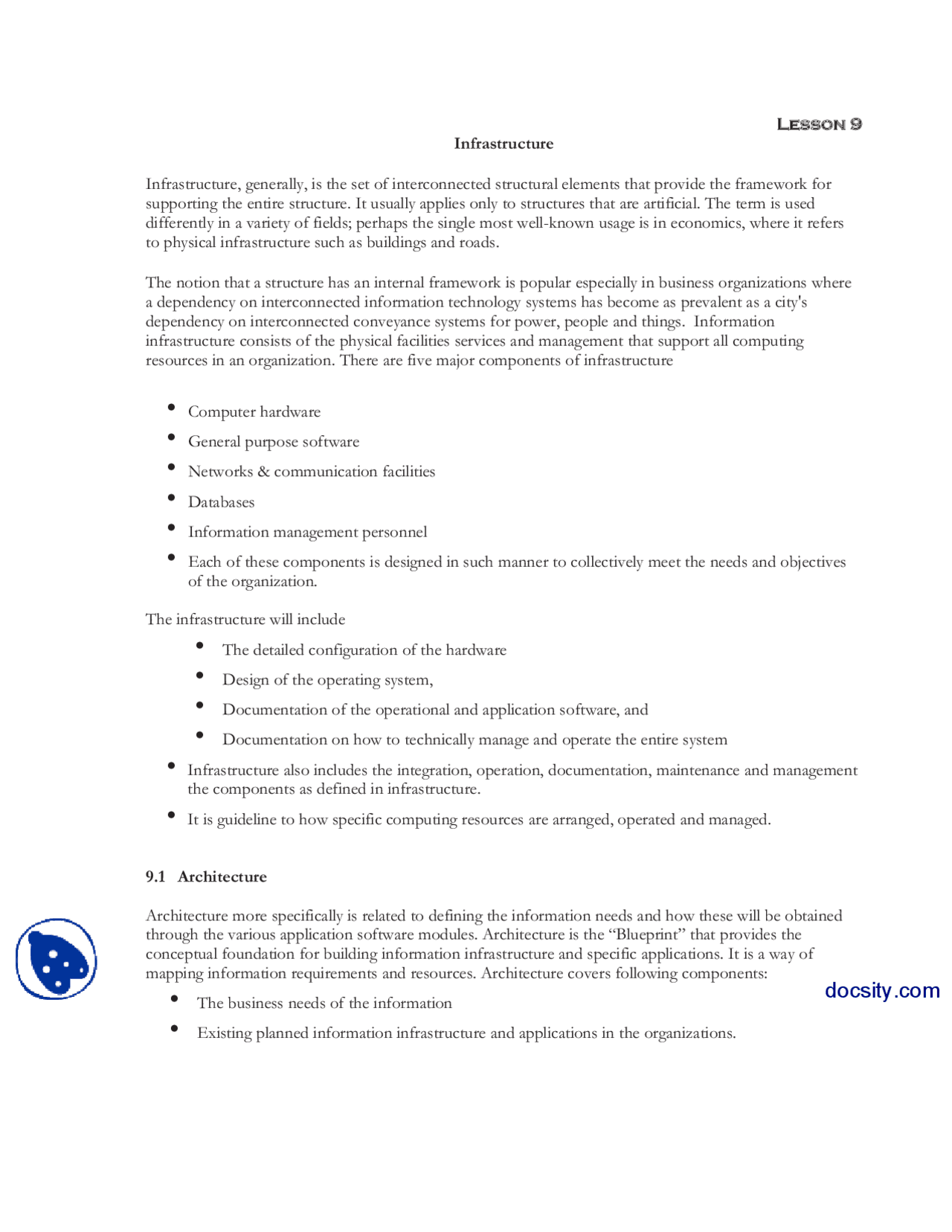Infrastructure Information Security And Systems Lecture Notes Docsity