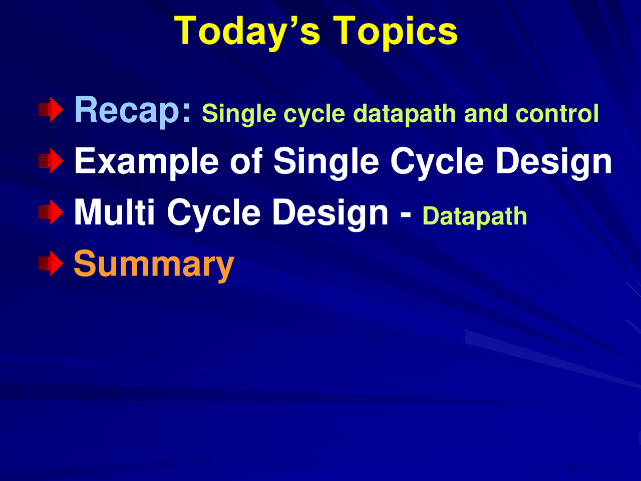 Single Cycle Datapath And Control Signals Advance Computer Architecture Lecture Slides Docsity