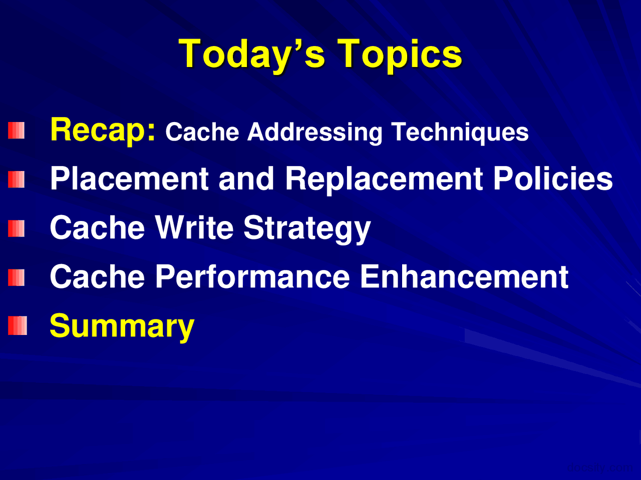 Memory Hierarchy Designers Concerns Advance Computer Architecture Lecture Slides Docsity