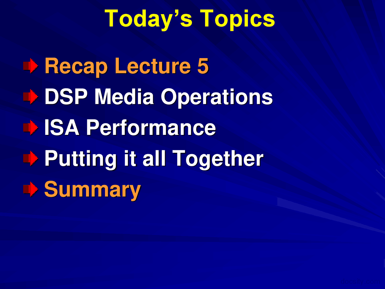 Media and Signal Processing Operands-Advance Computer Architecture-Lecture Slides - Docsity