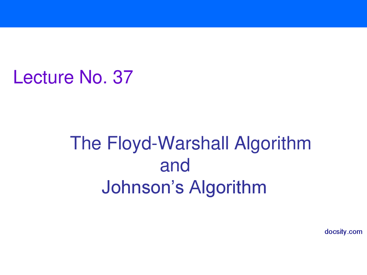 The Floyd Warshall Algorithm Johnsons Algorithm Advance Analysis 8080