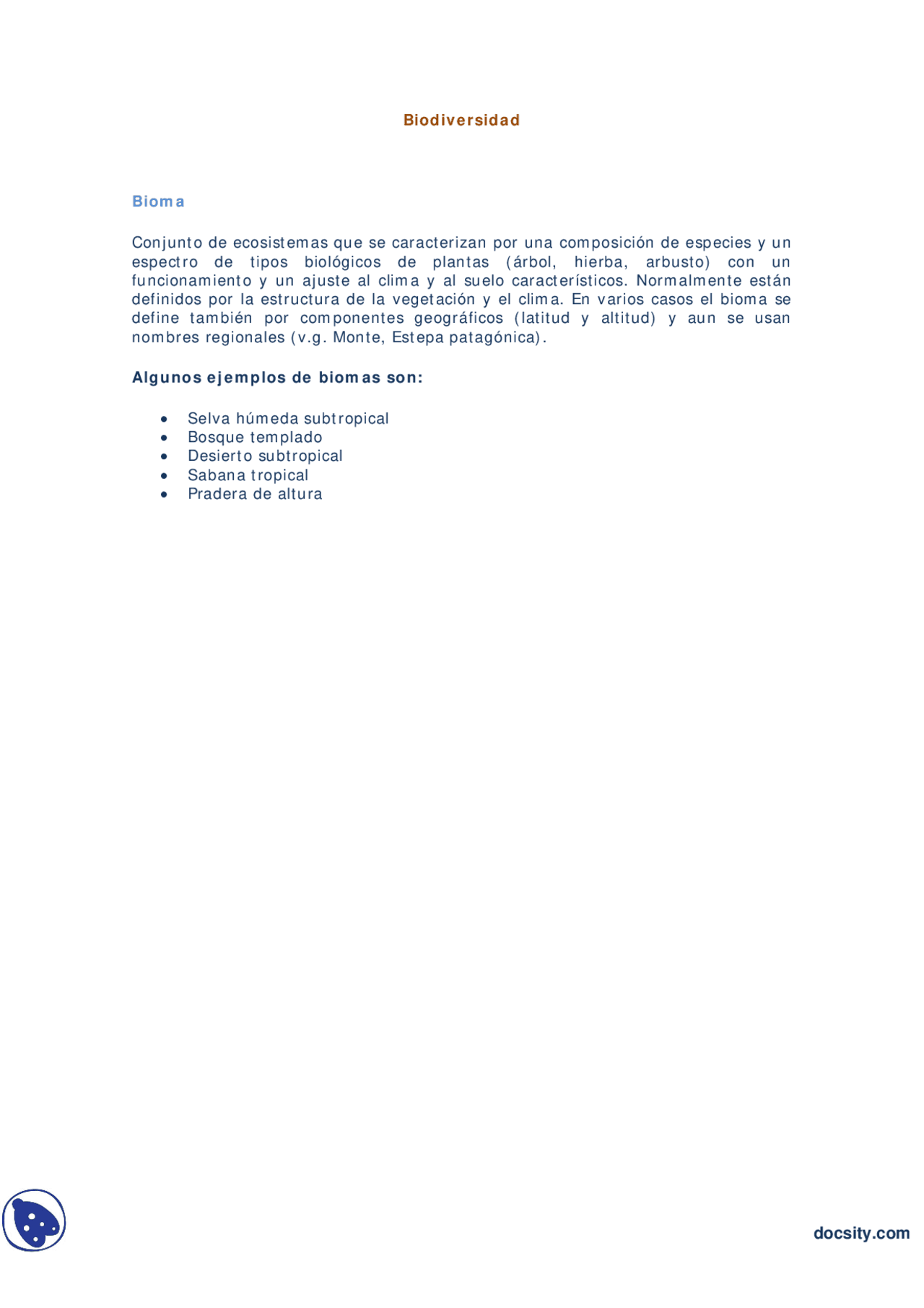 Biodiversidad Y Bioma Apuntes Biología Appunti Di Introduction To