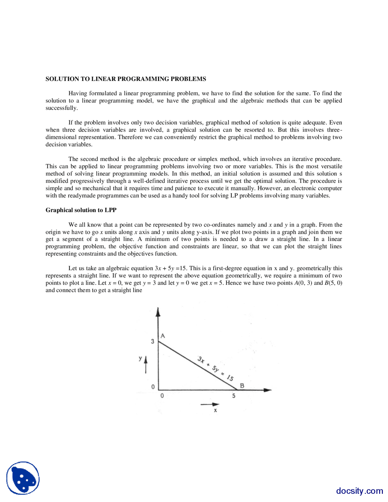 Solution To Linear Programming Problems Operation Research Handouts Docsity