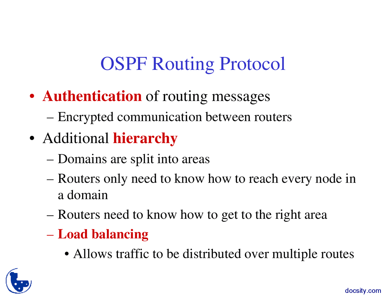 Ospf Routing Protocol Advance Computer Networking Lecture Slides Docsity