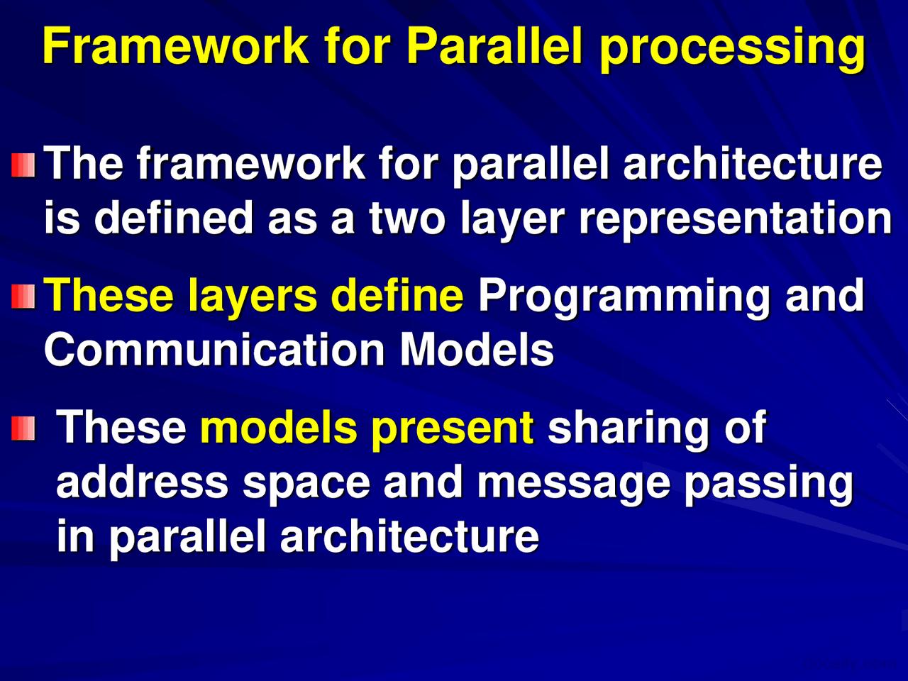 Framework For Parallel Processing Advance Computer Architecture Lecture