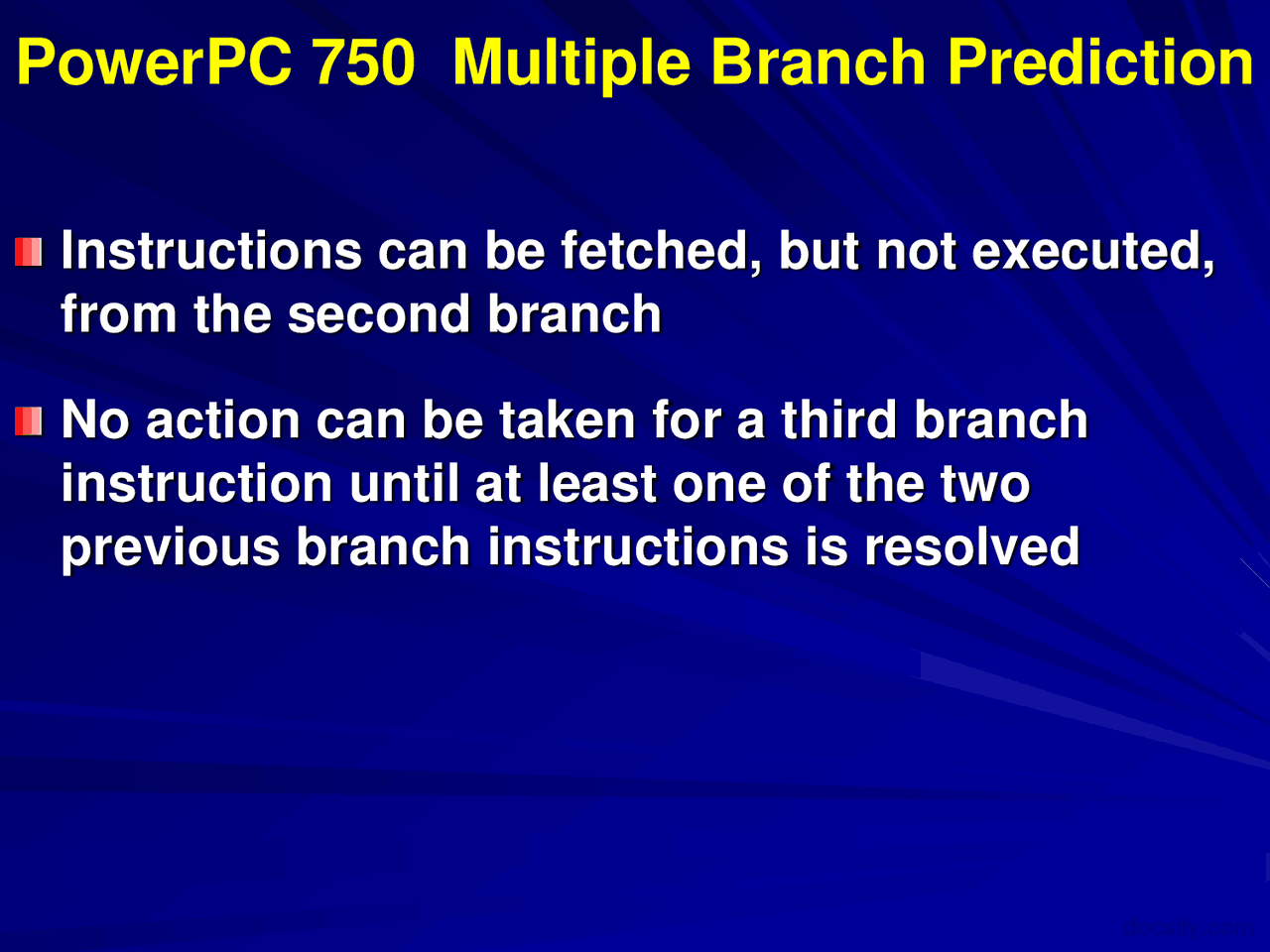 PowerPC 750 Multiple Branch Prediction-Advance Computer Architecture-Lecture Slides - Docsity