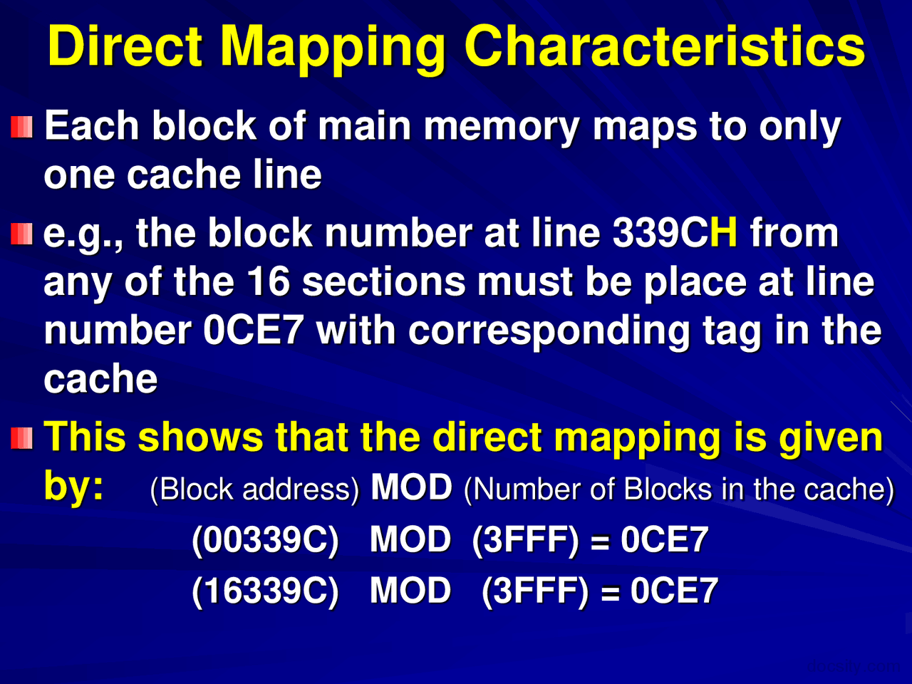 Direct Mapping Characteristics-Advance Computer Architecture-Lecture Slides | Slides Advanced ...