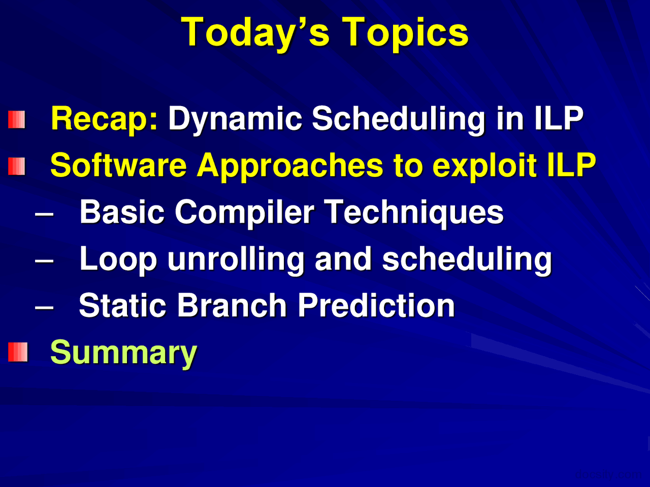 Introduction To Static Scheduling In Ilp Advance Computer Architecture