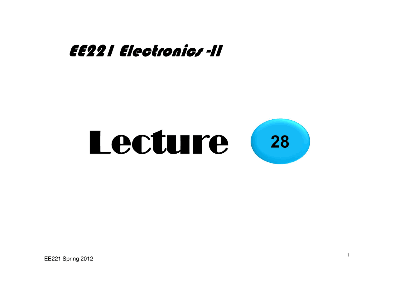 Electronics Ii Feedback Concepts And Definitions Docsity