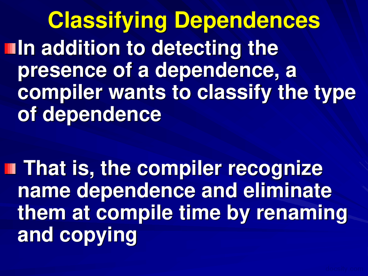 Classifying Dependences Advance Computer Architecture Lecture Slides Docsity