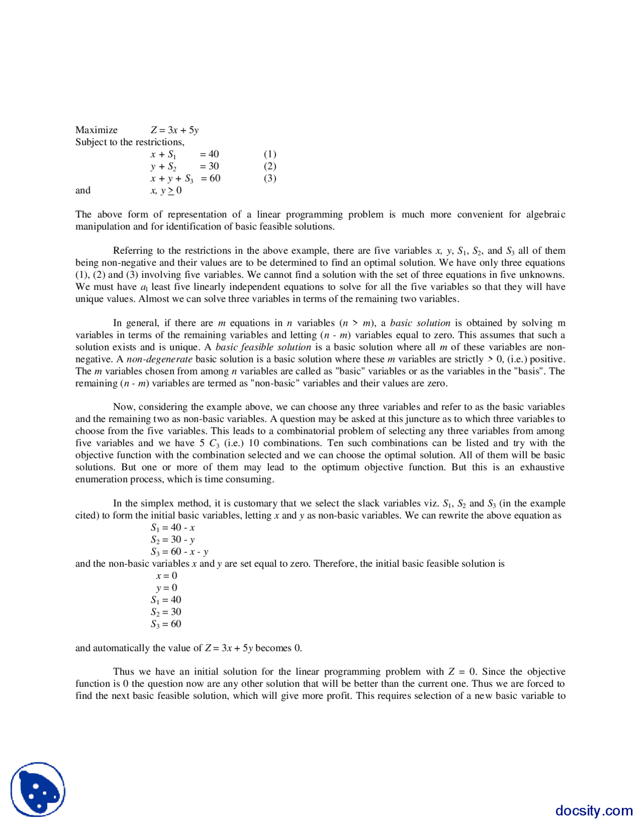 Linear Programming 2 Operation Research Handouts Docsity