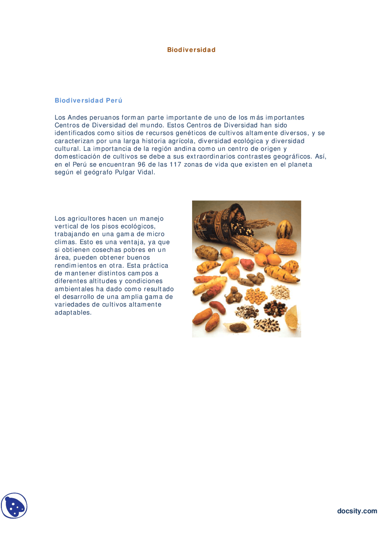 Biodiversidad En Perú Apuntes Biología Parte 1 Docsity