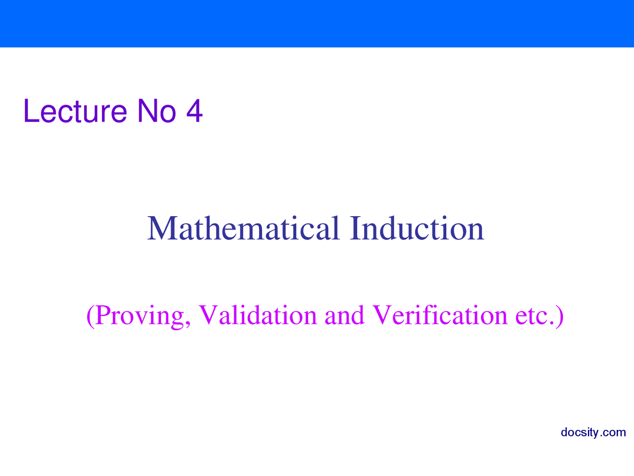 Mathematical Induction Advance Analysis Design Lecture Slides Docsity