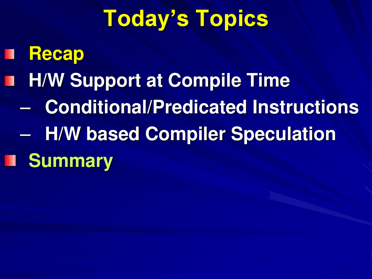 Hardware Support for VLIW-Advance Computer Architecture-Lecture Slides - Docsity