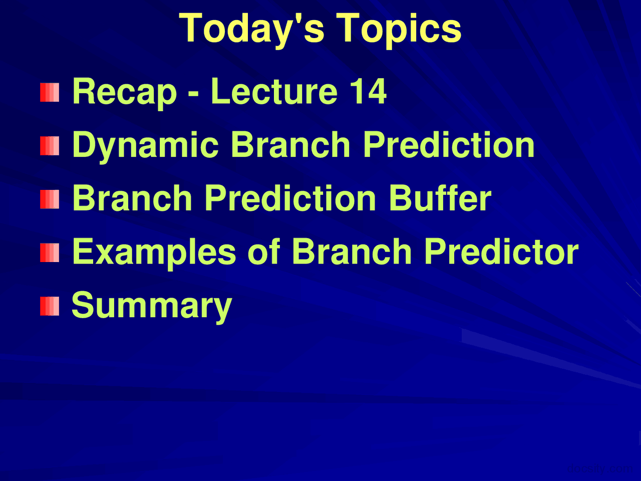 Dynamic Branch Prediction Advance Computer Architecture Lecture Slides