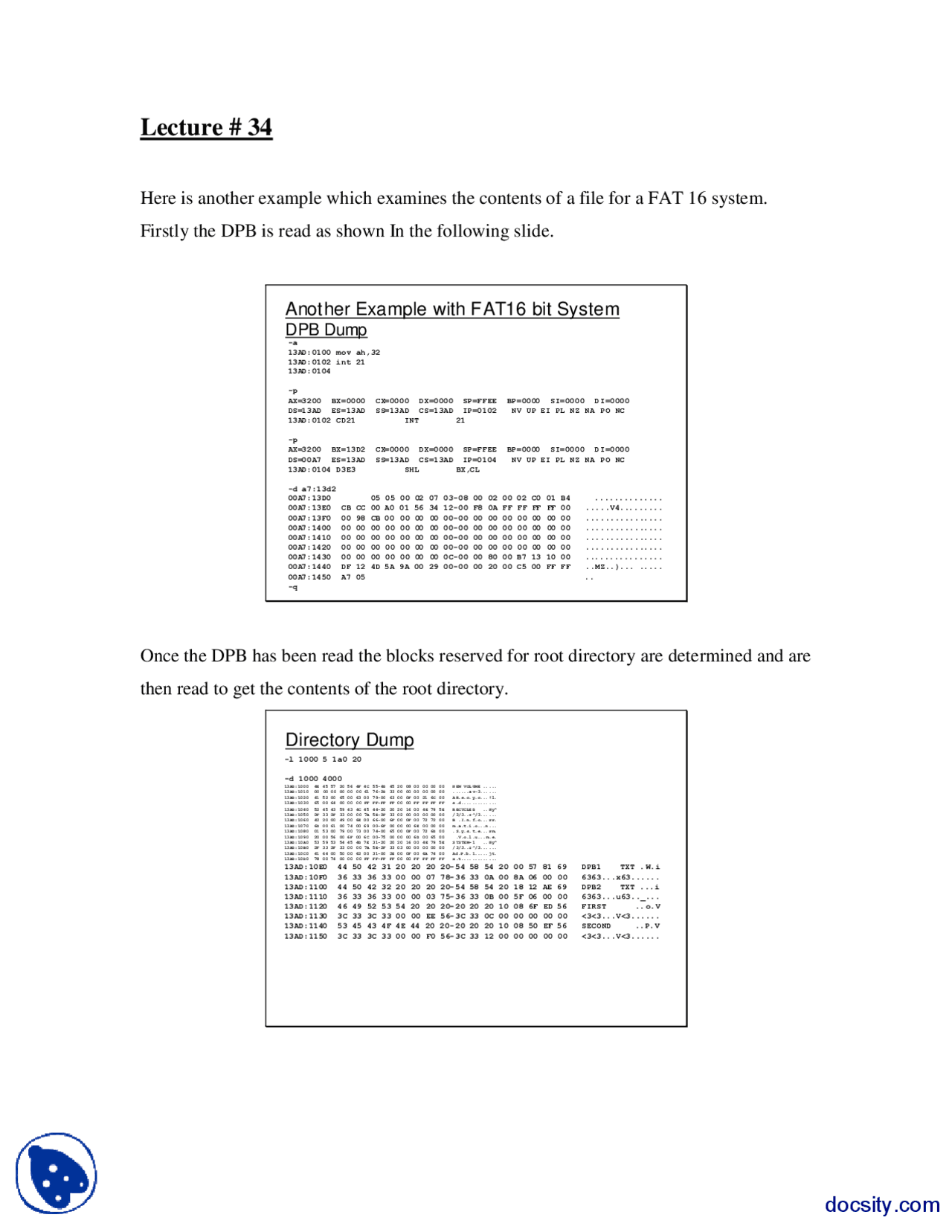 Directory Dump System Programming Lecture Notes Docsity
