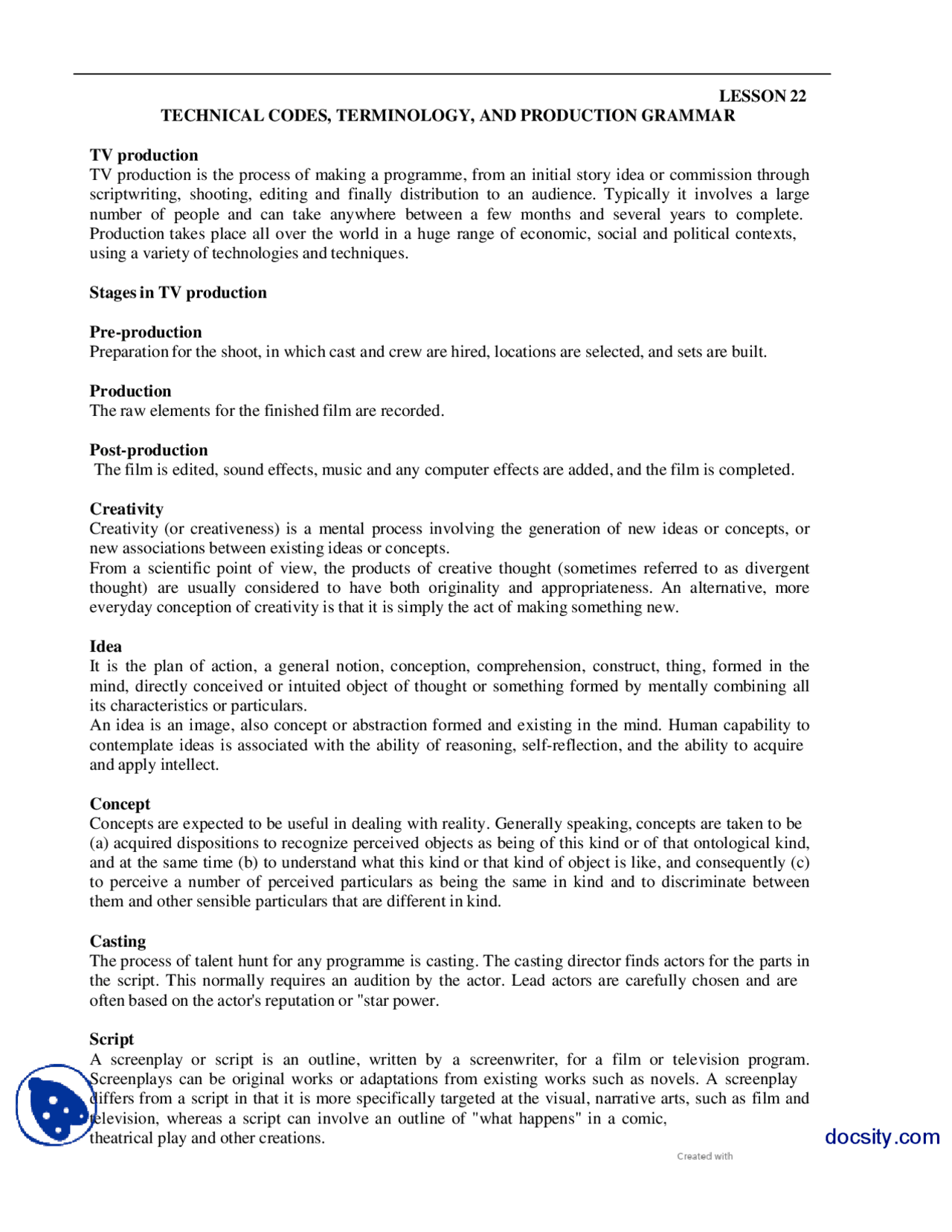 Technical Codes Terminology And Production Grammar Reporting And