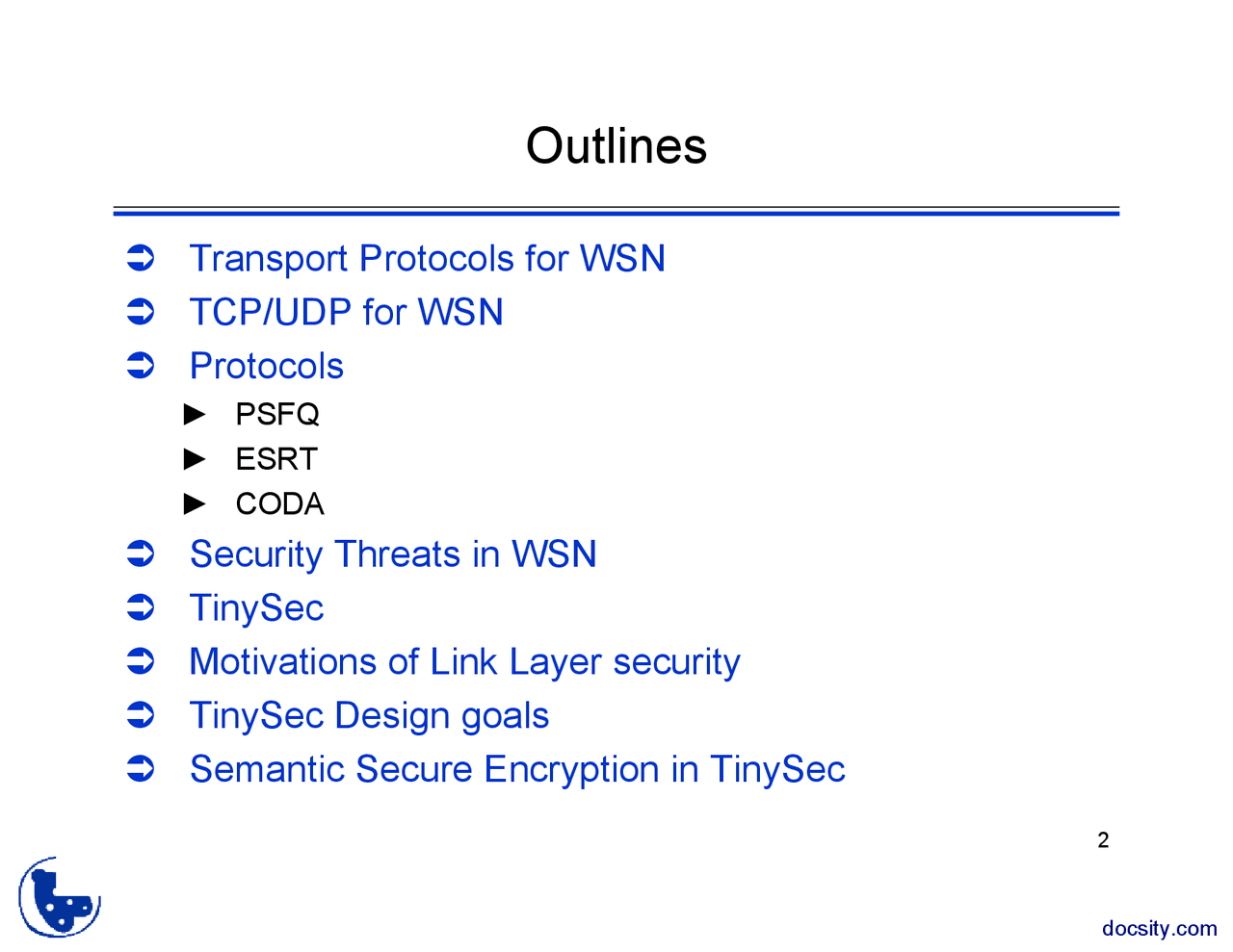 Reliable Transport Protocols For Wireless Sensor Networks-Wireless Networks-Lecture Slides - Docsity