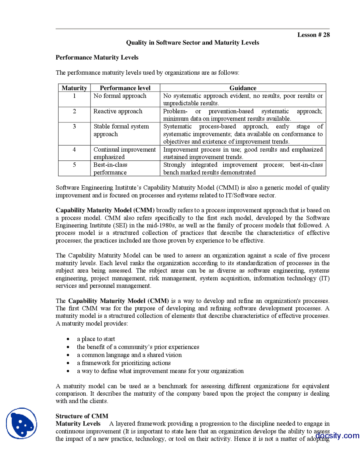 Quality In Software Sector And Maturity Levels Total Quality Managment