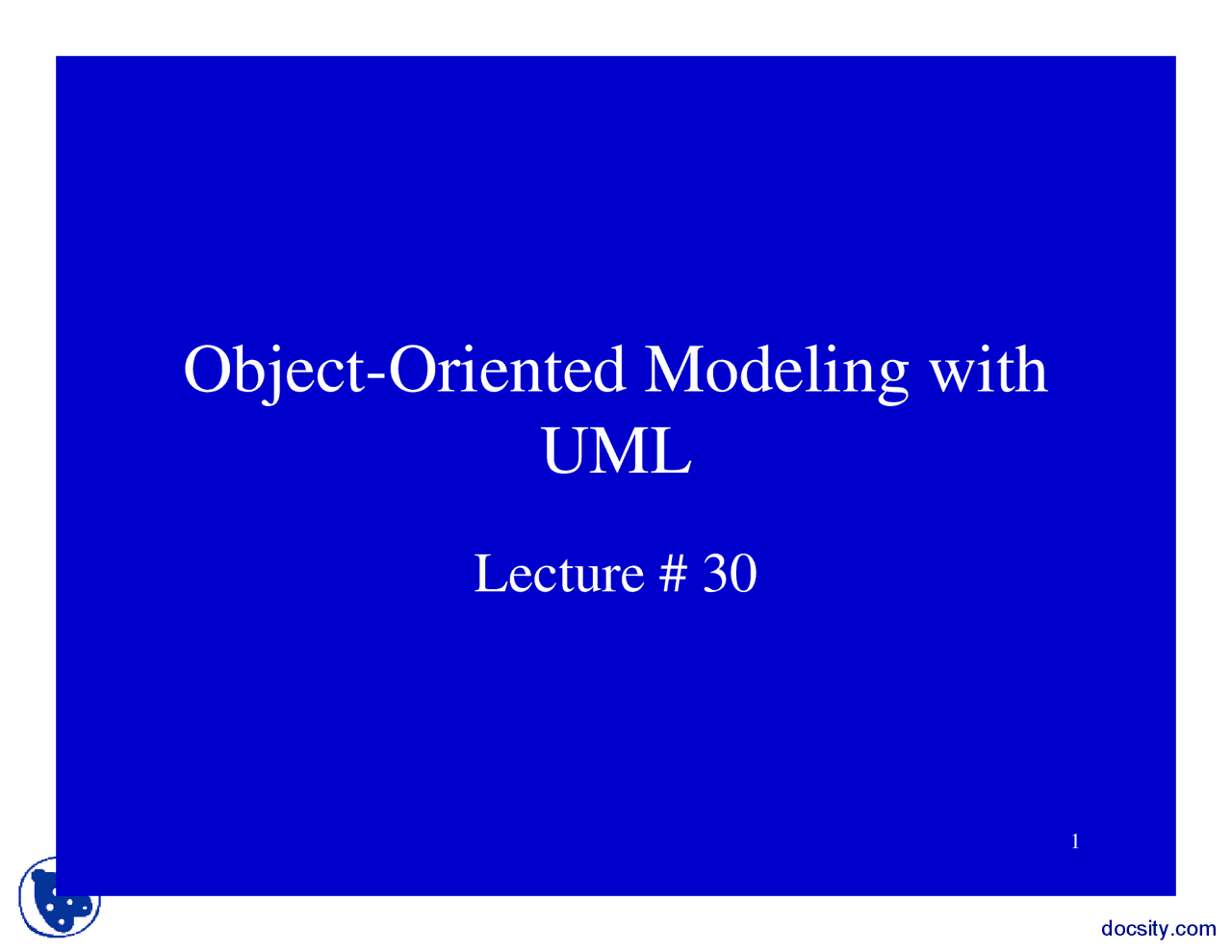 Object Oriented Modeling With Uml Software Requirement Lecture Slides Docsity