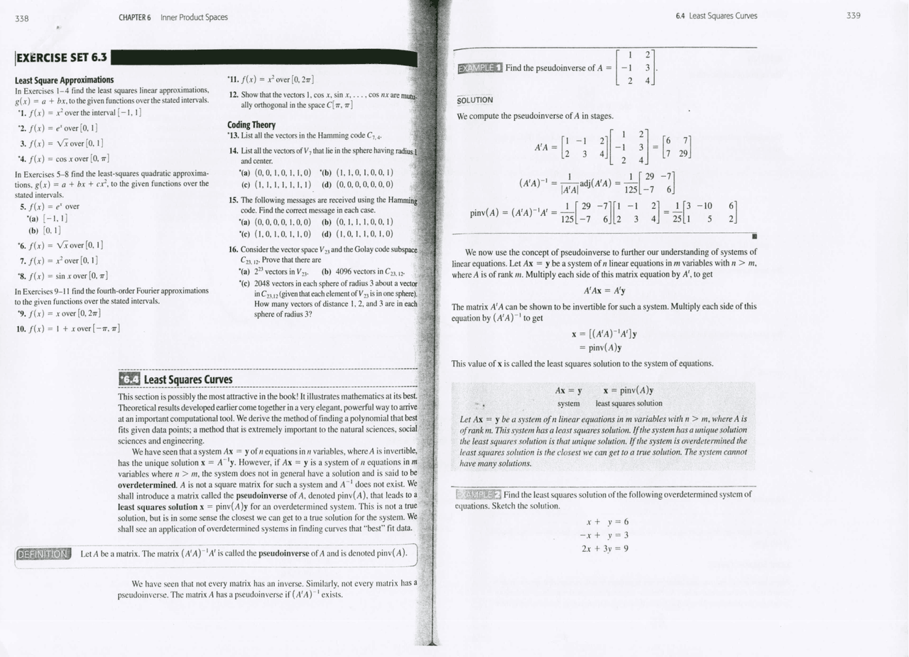 Least Square Approximation Linear Algebra Handout Docsity