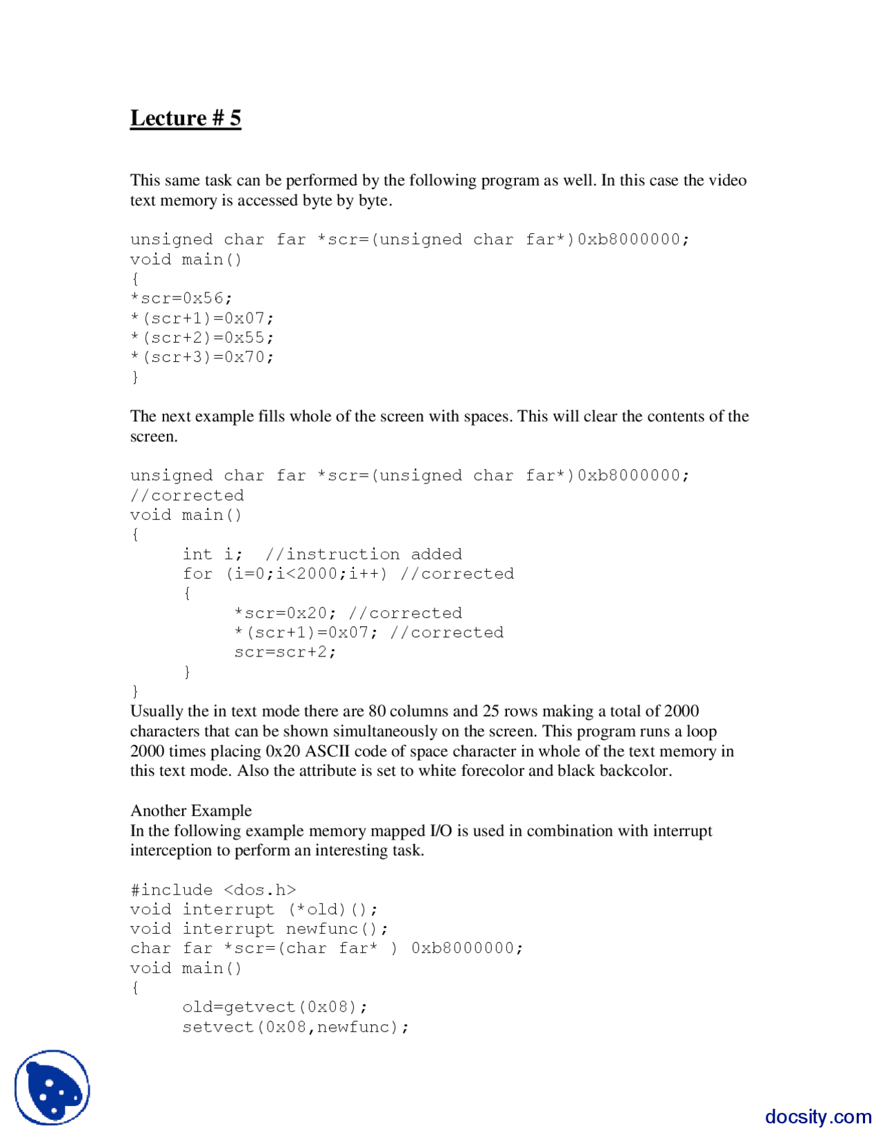 The Keyboard Interrupt System Programming Lecture Notes Docsity