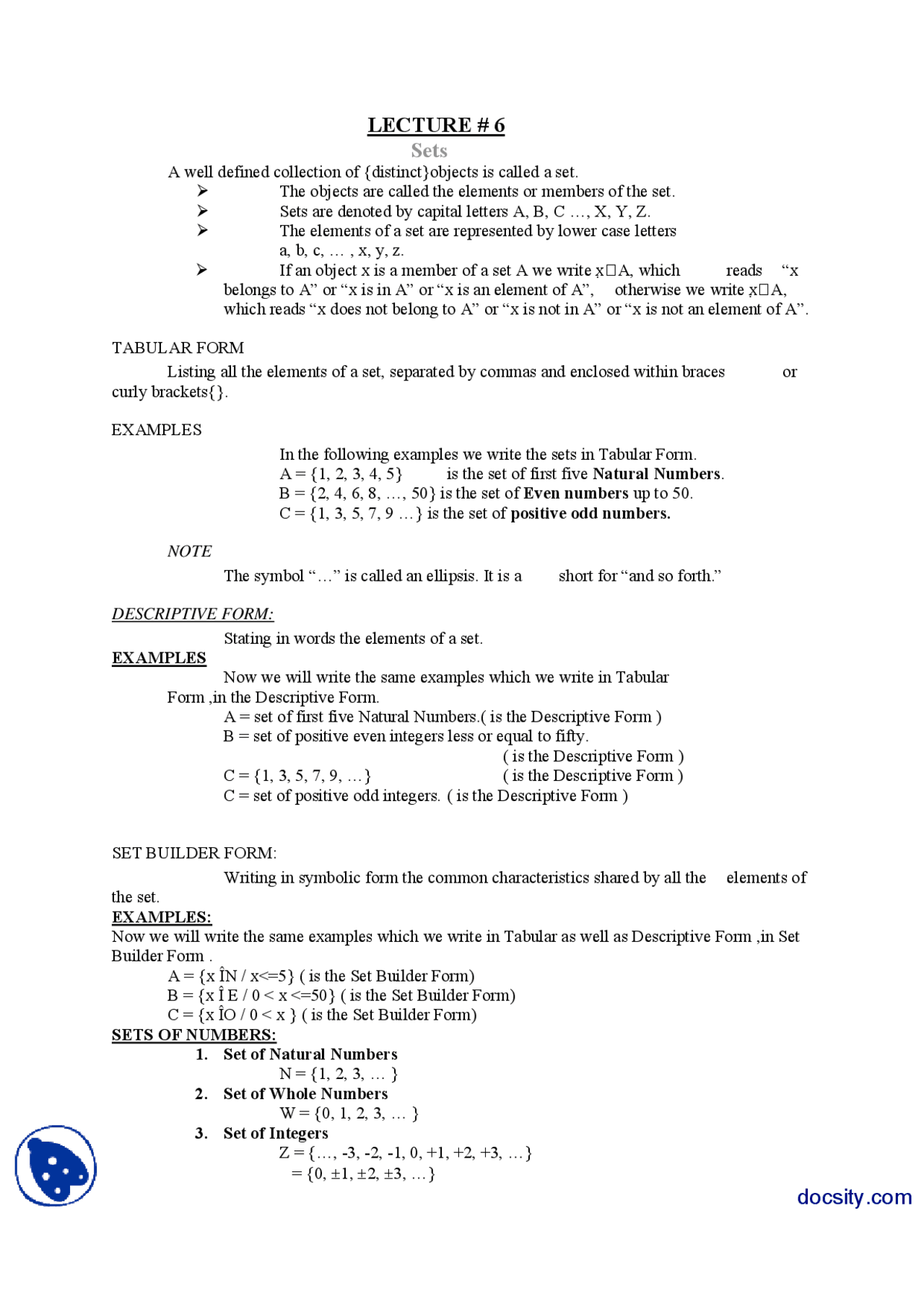 Sets Part 1 Discrete Mathematics Lecture Handout Exercices