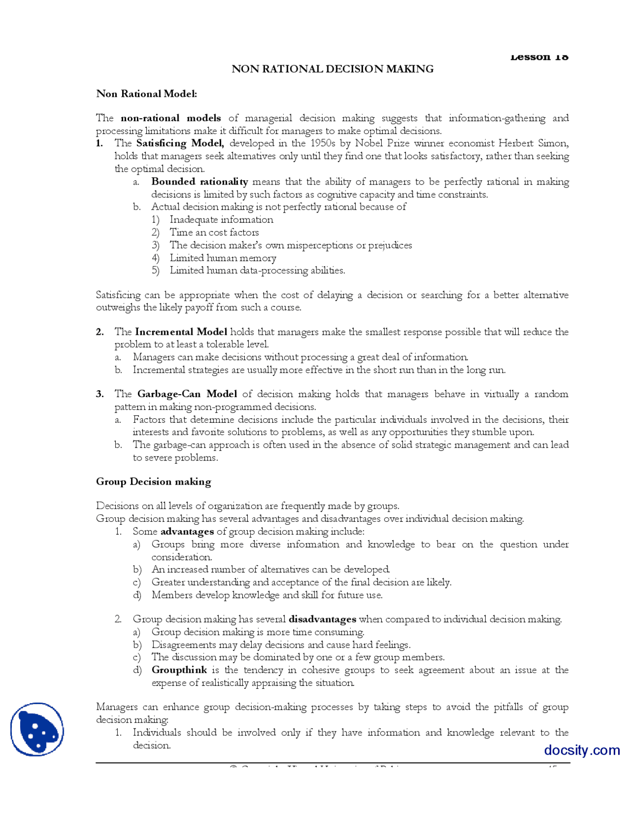 Nature And Types Of Managerial Decisions-Principle of Managment ...