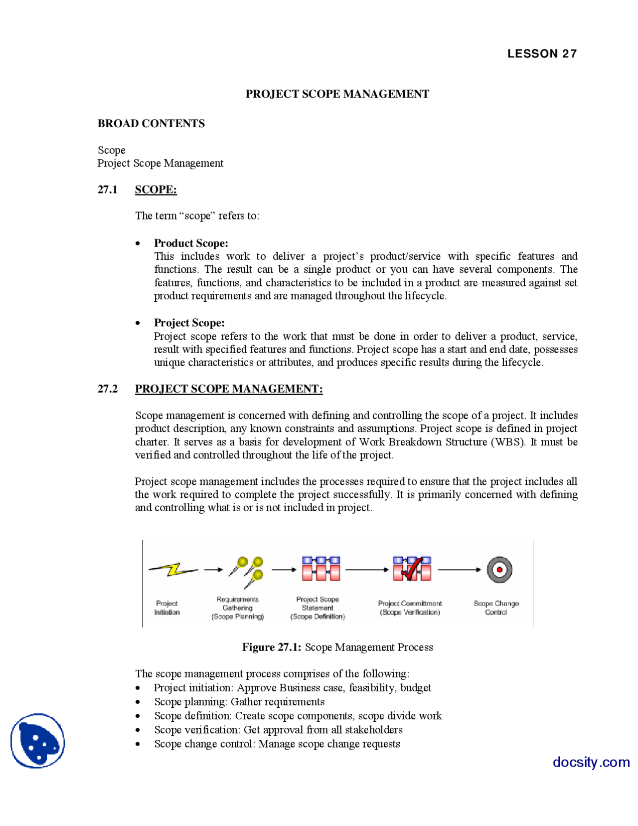 Project Scope Management 2 Project Managment Handouts Docsity