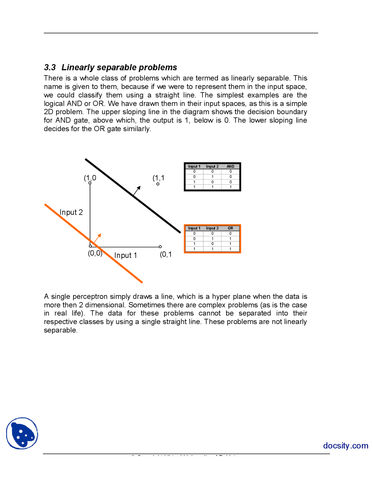 Linearly Separable Problems-Artificial Intelligence-lecture Handout ...