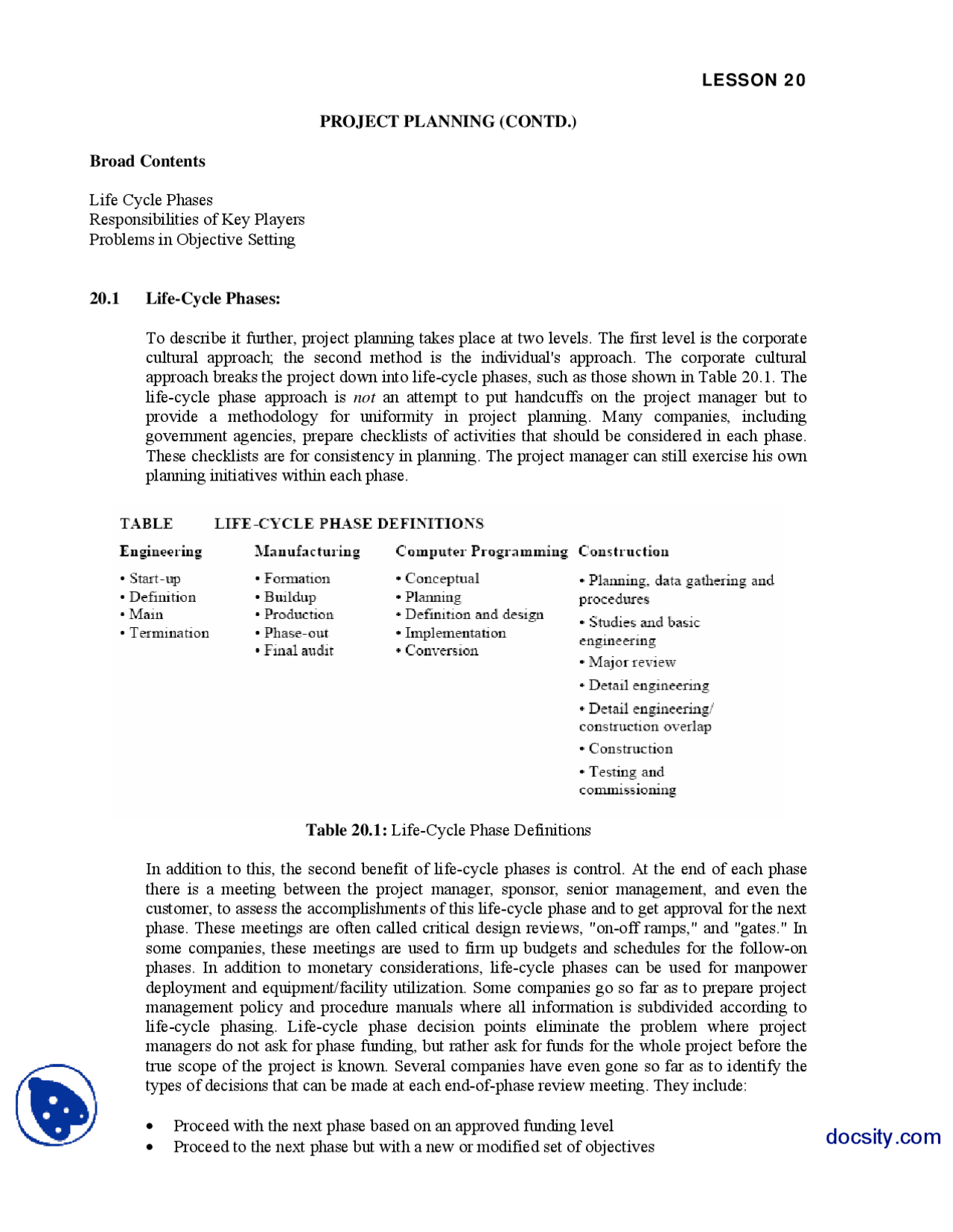 Project Planning 6 Project Managment Handouts Lecture Notes Project