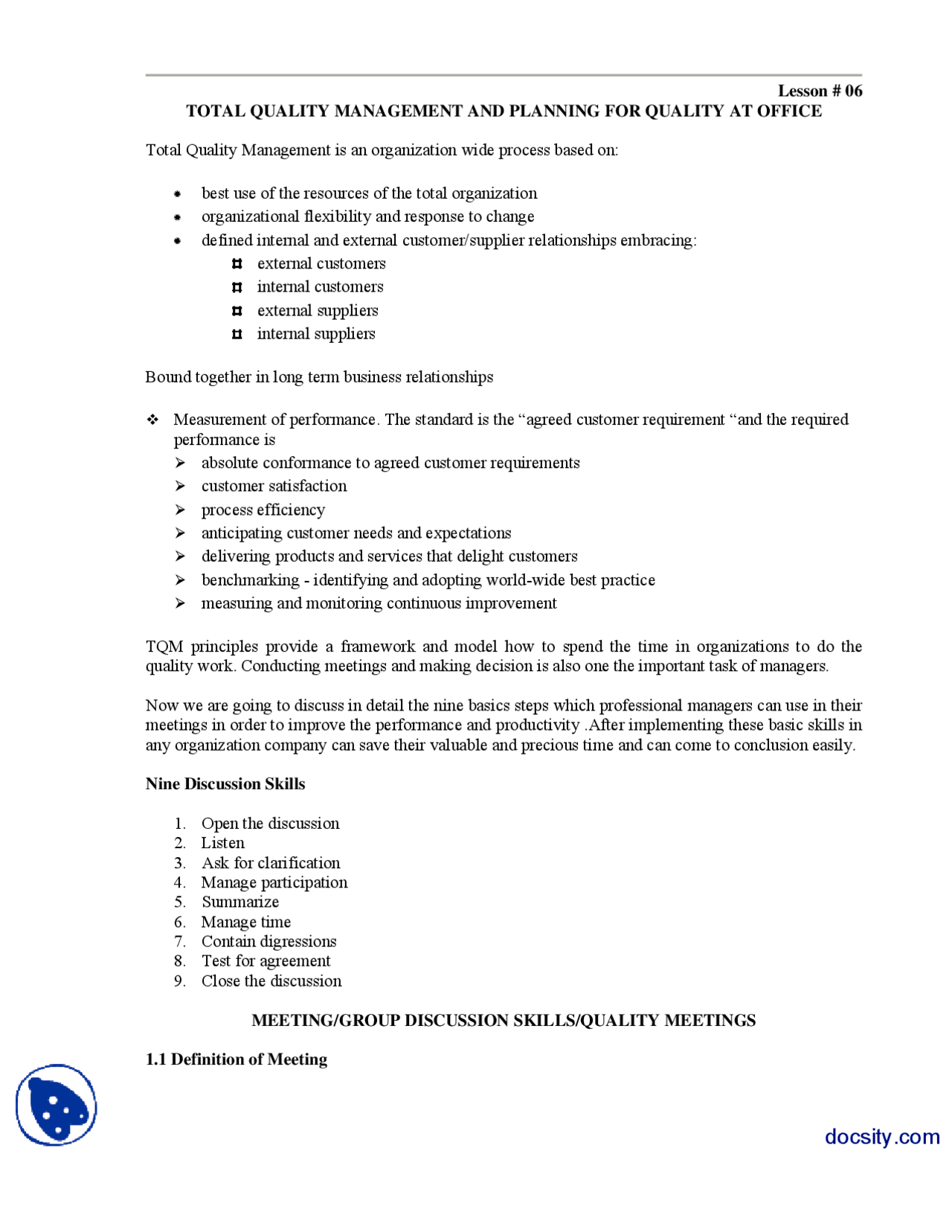 Total Quality Management And Planning For Quality At Office-Total ...