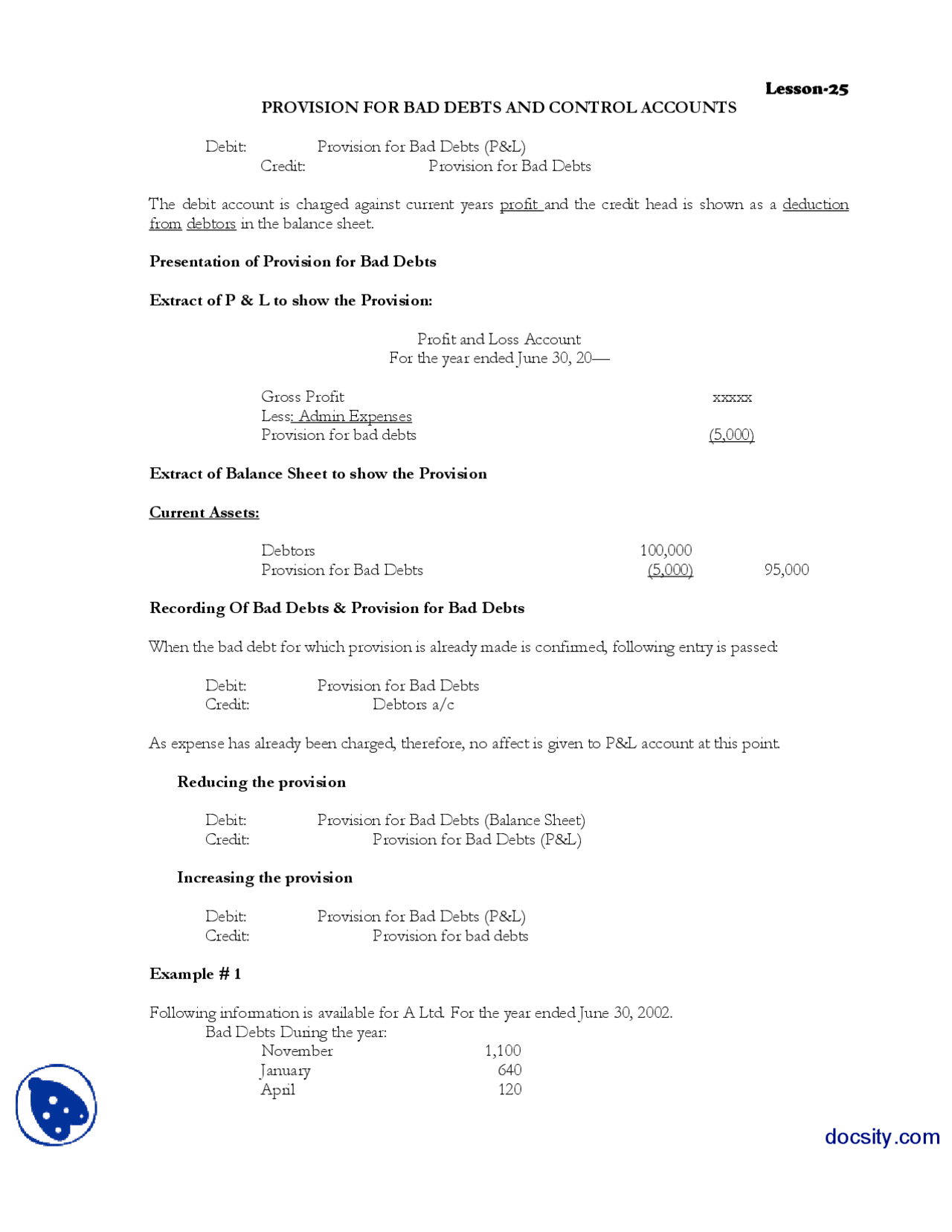 Bad Debts Financial Accounting Lecture Handout Docsity