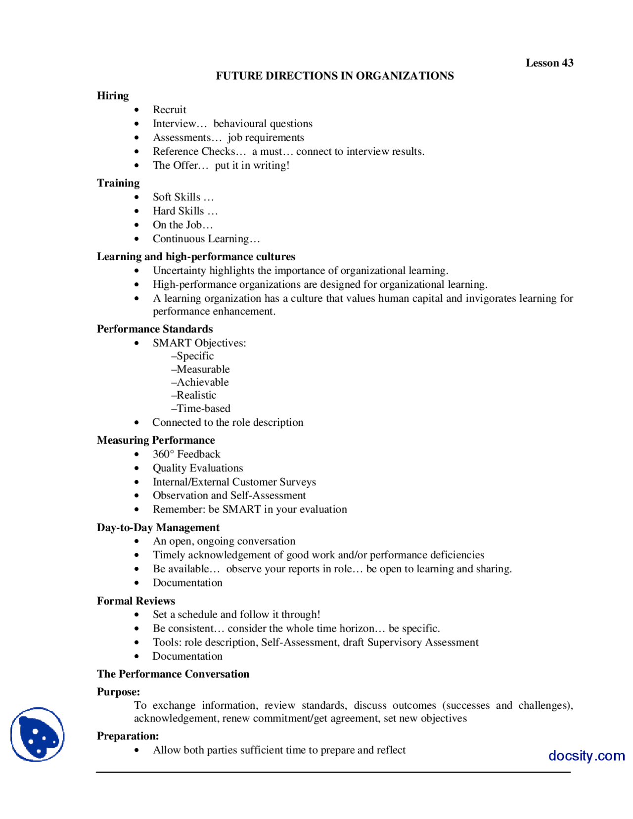 Hiring Organizational Behaviour Lecture Handout Docsity