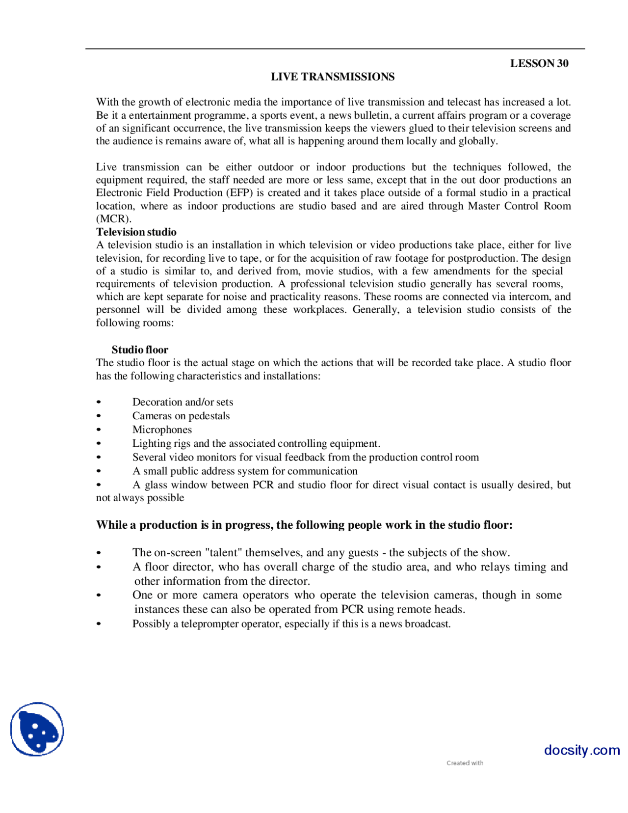 Electronicfield Production Reporting And Production Handouts Docsity