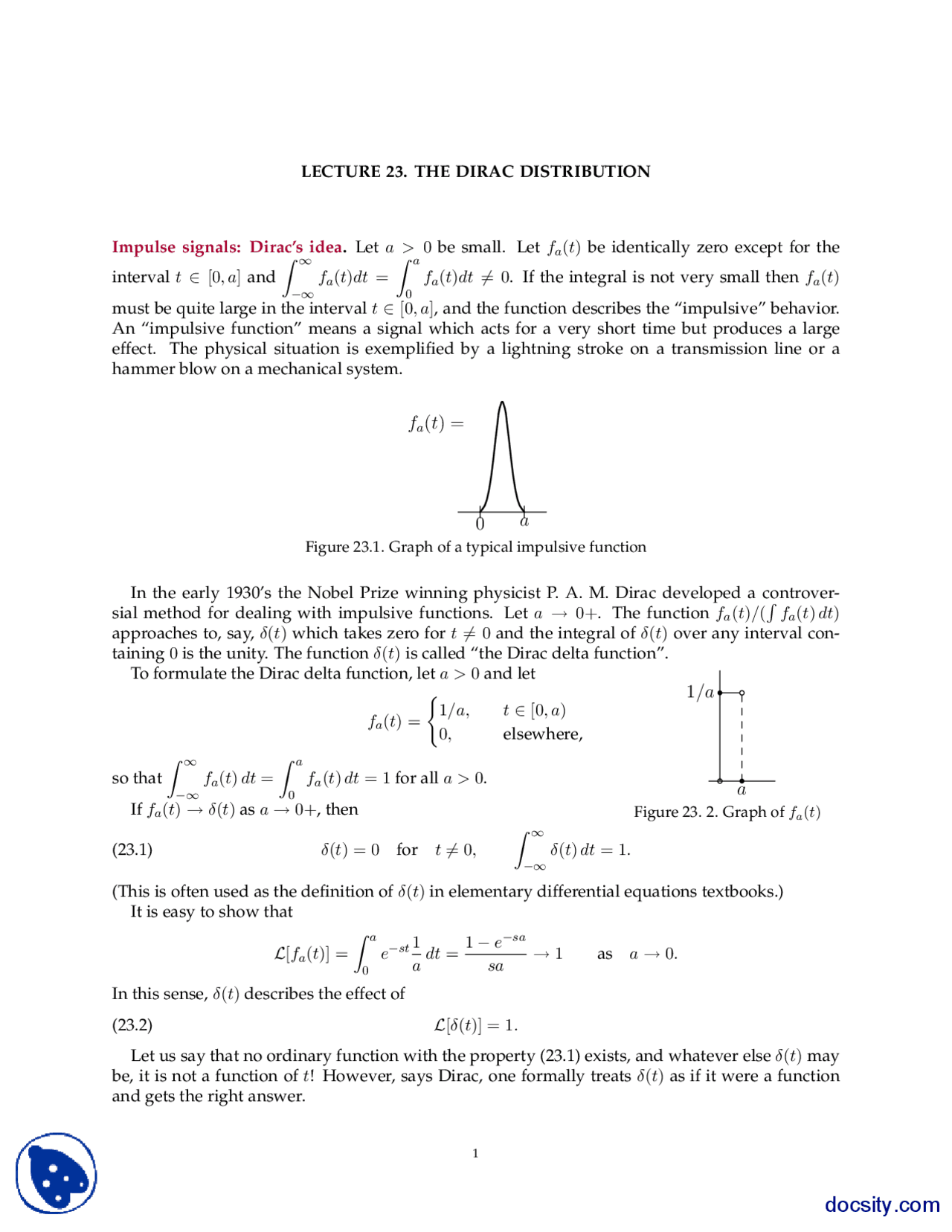 The Dirac Distribution Differential Equations And Their Solutions