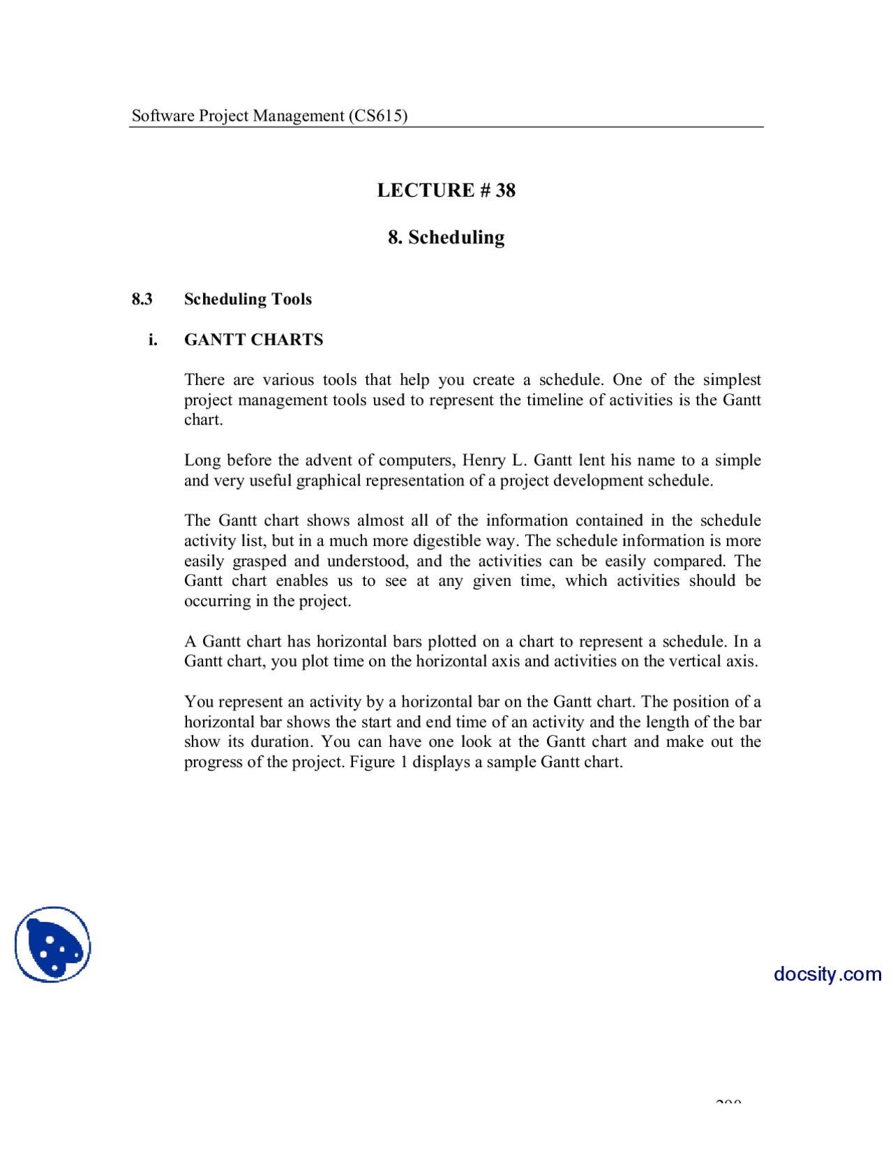Scheduling Tools Software Project Management Lecture Notes Docsity