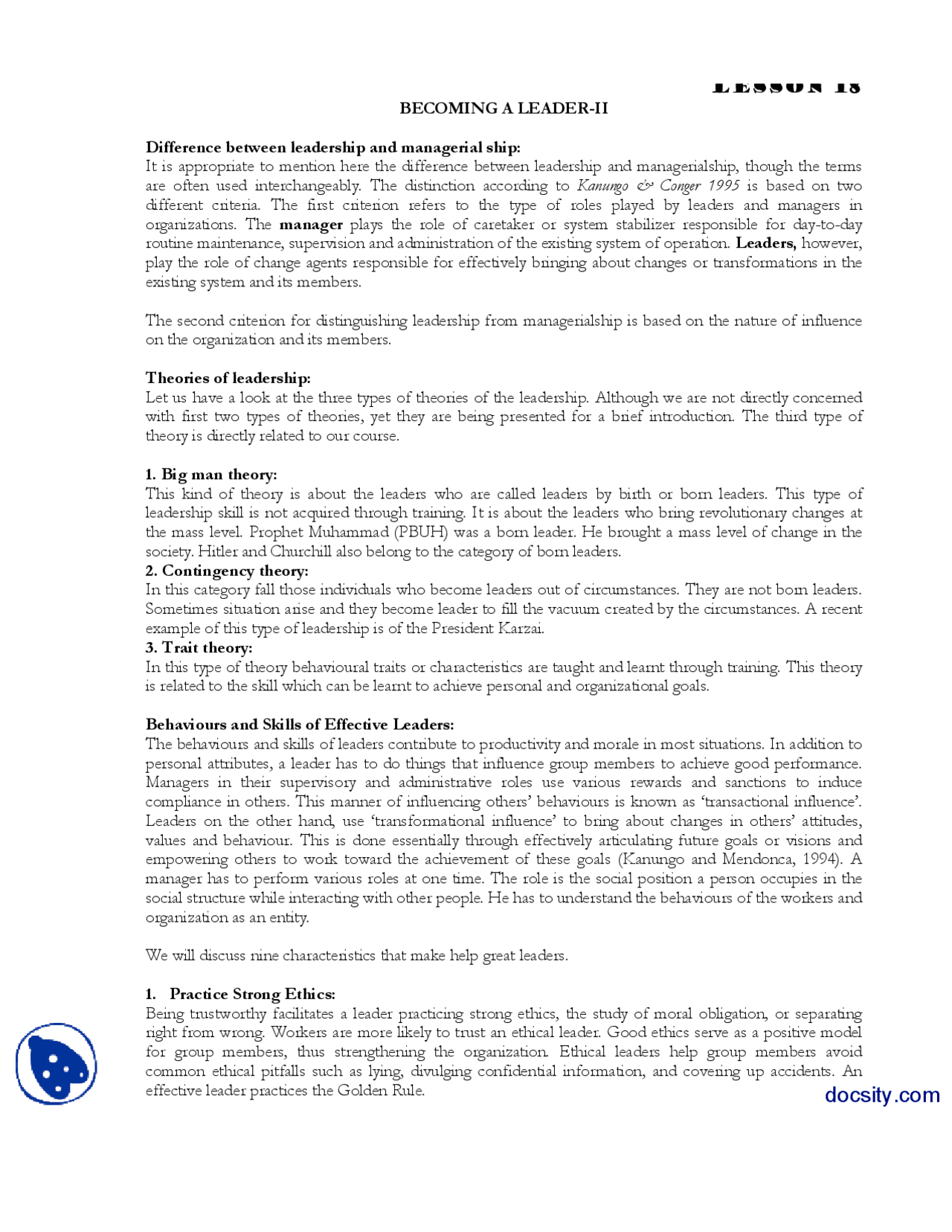 Building Leaders Human Relation Lecture Handout Exercises Human