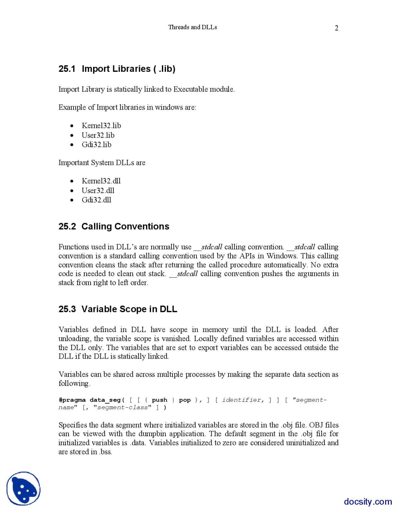 Import Libraries Windows Programming Lecture Notes Apuntes Programación De Windows Docsity